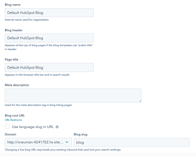 Manage your blog template and settings
