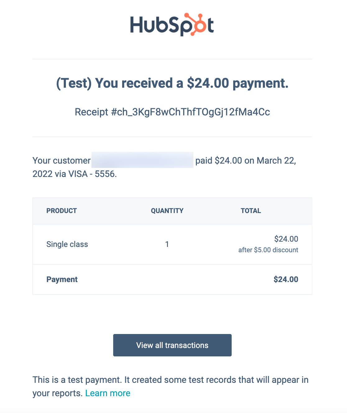 Test payment links