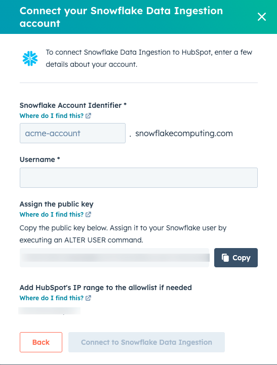 Connect HubSpot and Snowflake Data Ingestion (BETA)