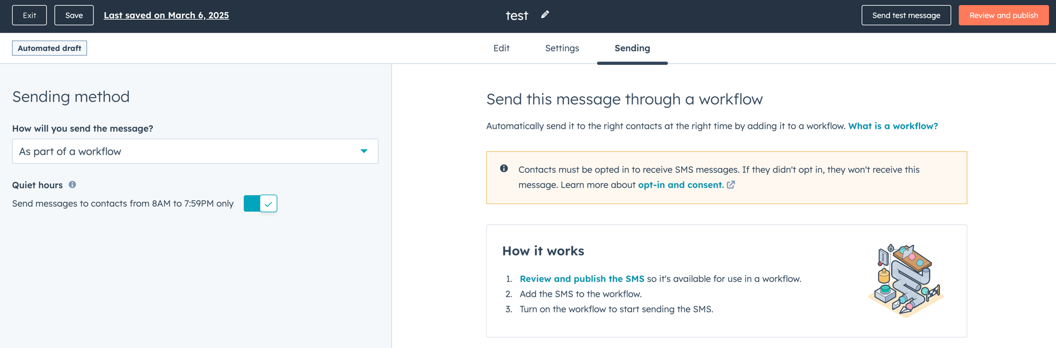 Send automated SMS messages using workflows