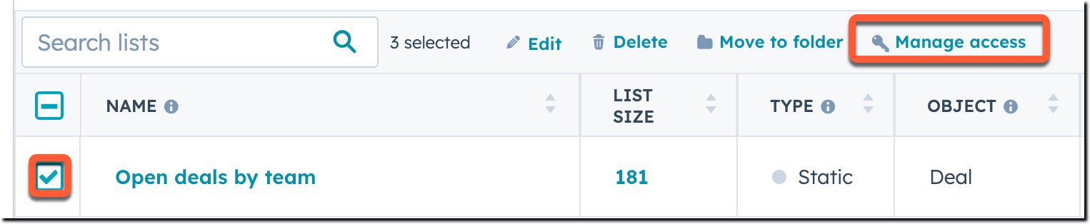Manage user and team access to lists Manage user and team access to lists
