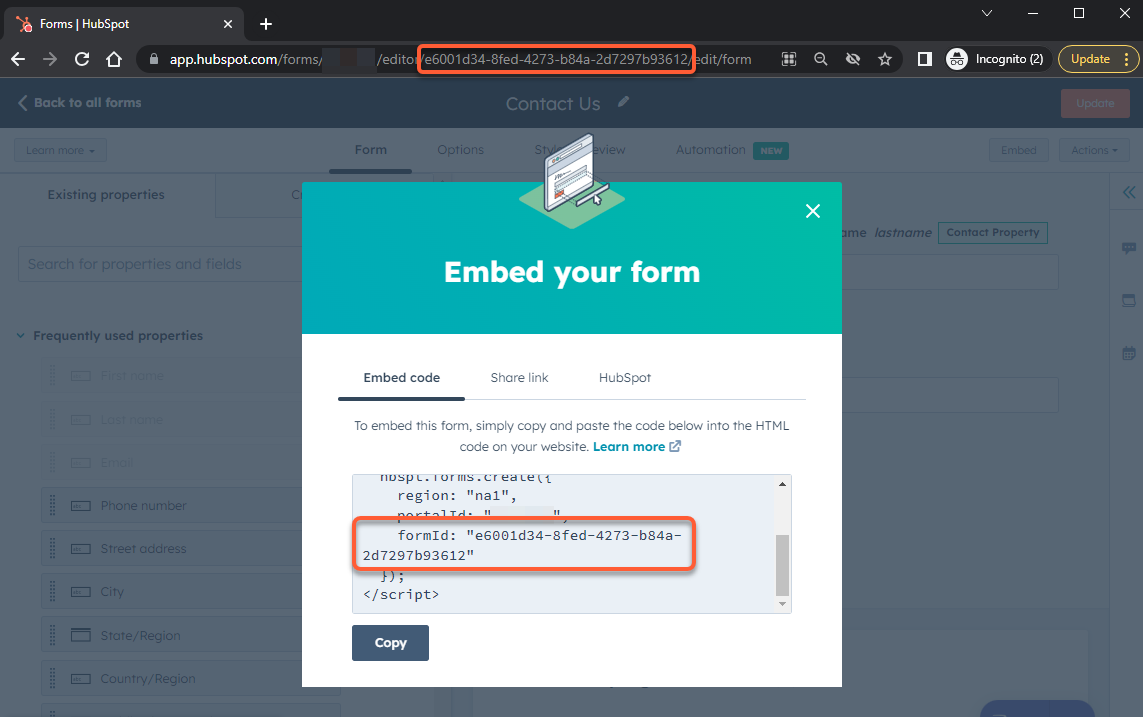 Find your form GUID