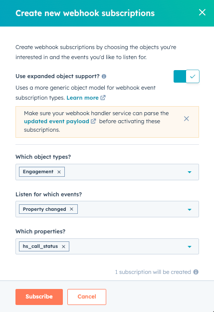 Create generic webhook subscriptions (BETA) | HubSpot Create generic webhook subscriptions (BETA) | HubSpot