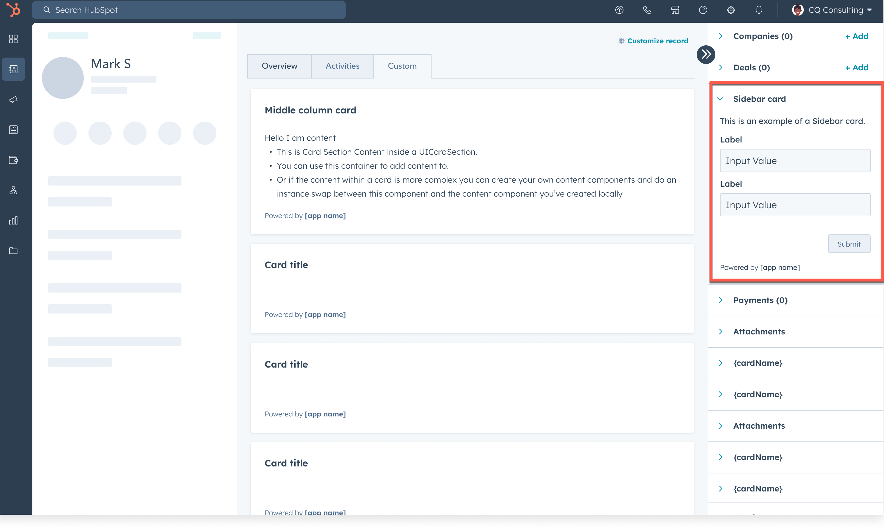 UI Extensions overview (BETA) | HubSpot