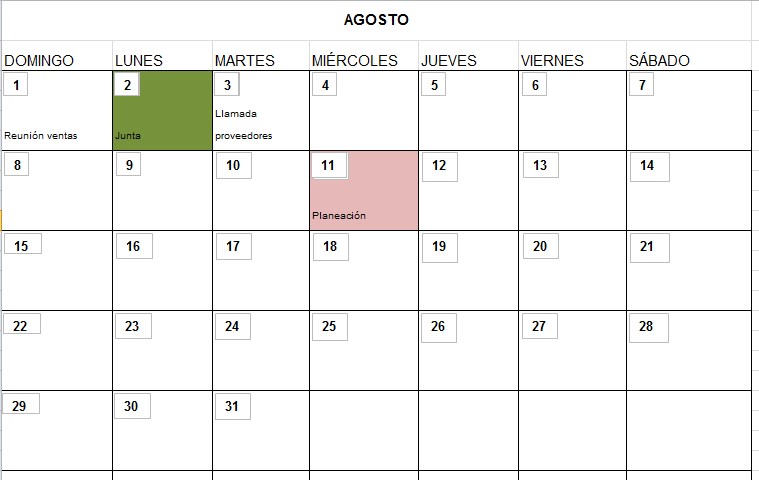 Cómo hacer un calendario en Excel paso a paso