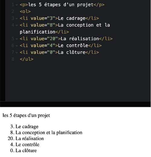 Comment faire une liste HTML ? Balises et et