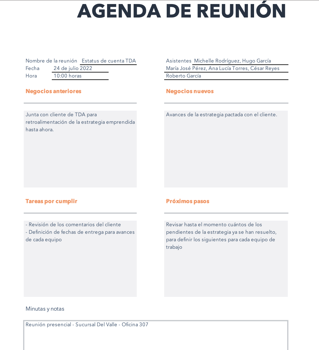 Plantilla De Reunión De Recepción