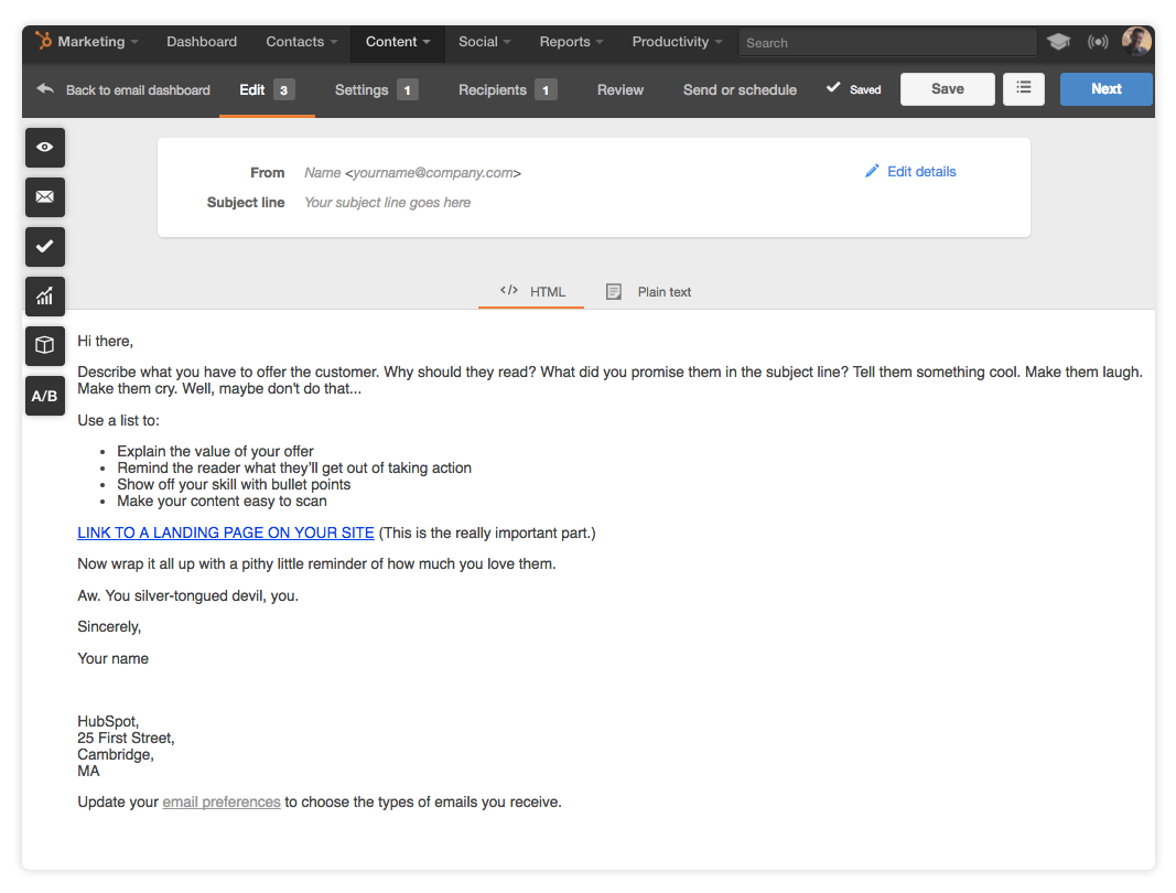 Plain Text Html Email Template